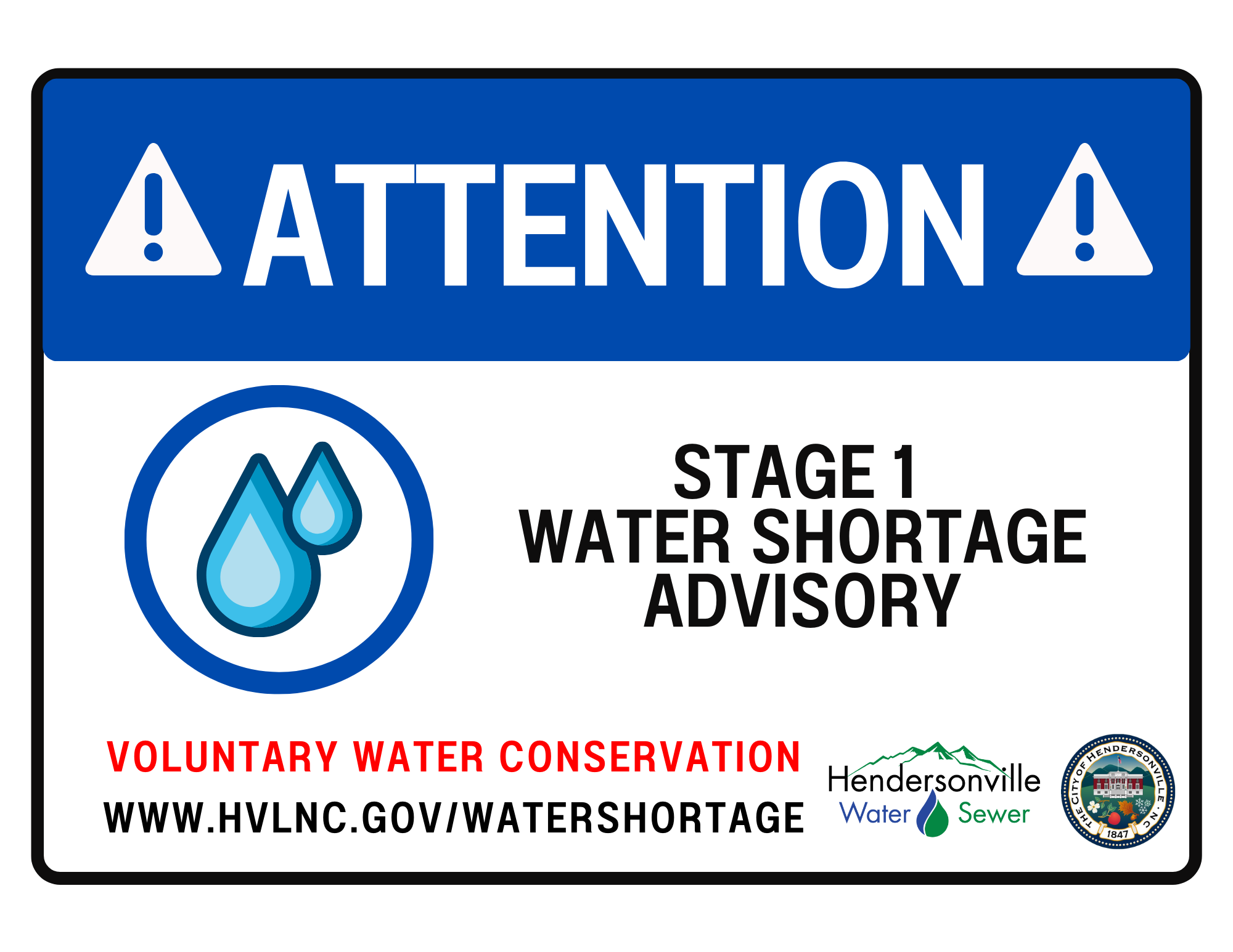 Water Shortage Advisories | City of Hendersonville, NC | Official Website